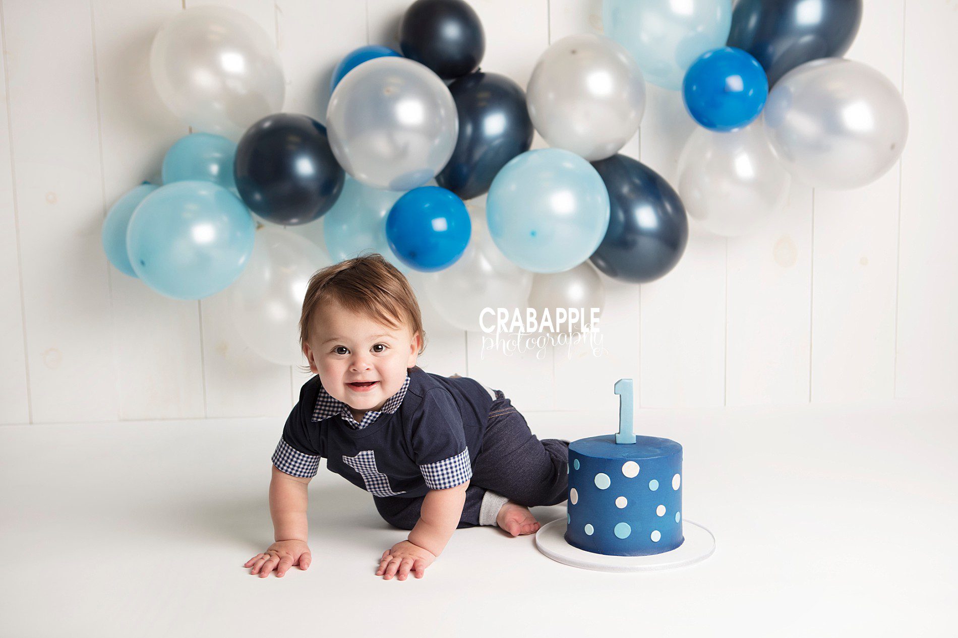 Blue and Gray Cake Smash :: Mr. J · Crabapple Photography