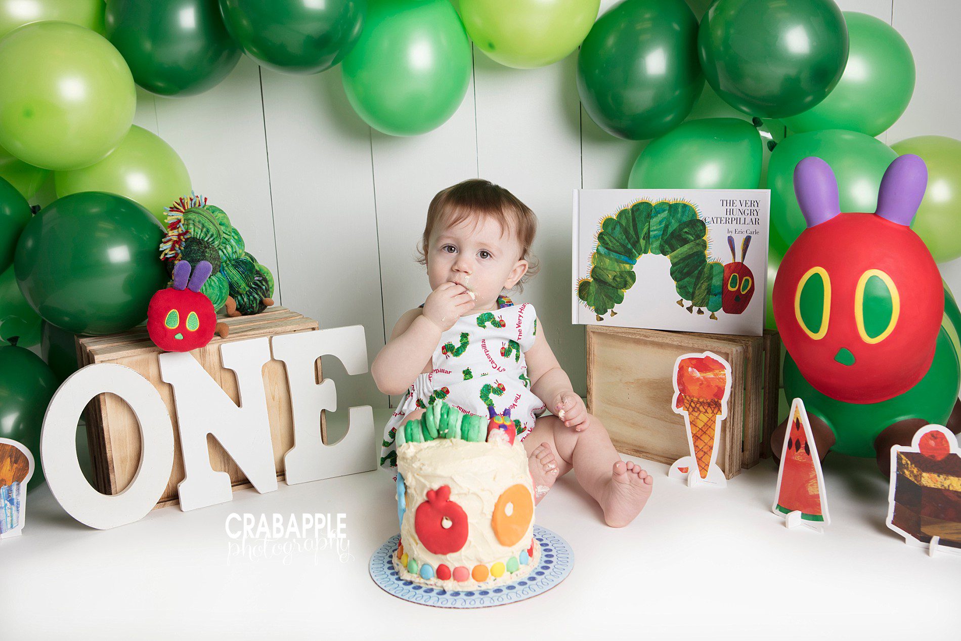 The Very Hungry Caterpillar Cake Smash · Crabapple Photography