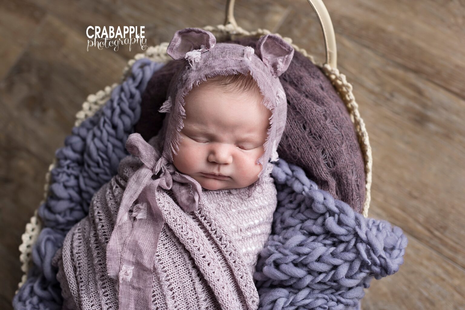 Pink and Purple Newborn Pictures · Crabapple Photography